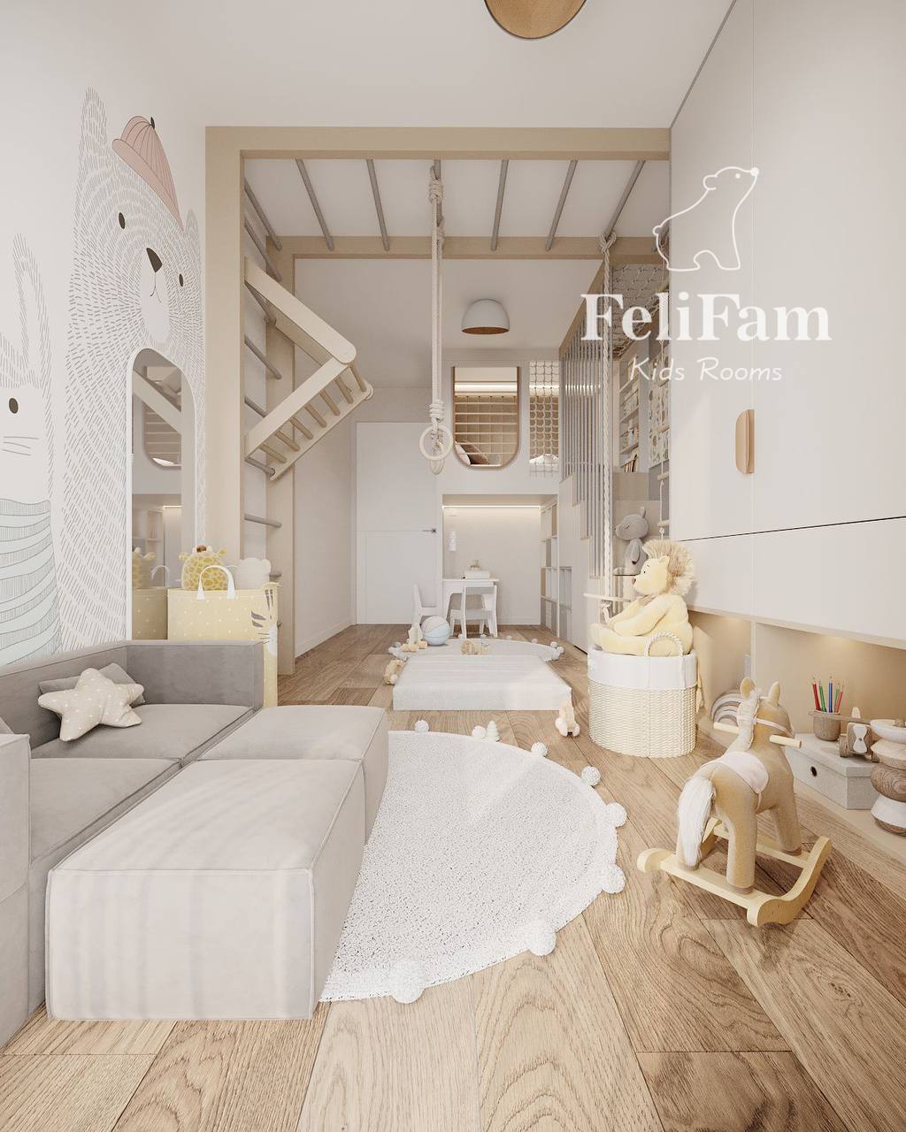 Інтер’єр дитячої кімнати зі спортивною зоною